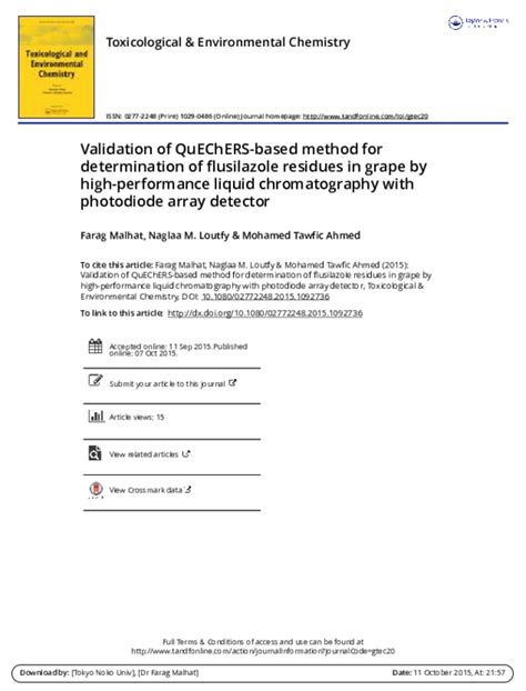 pdf validation of quechers based method for determination of