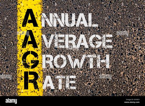 Concept Image Of Business Acronym AAGR As Annual Average Growth Rate Written Over Road Marking