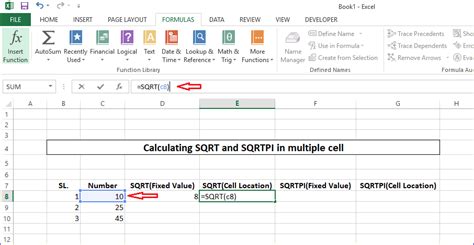 How To Calculate Square Root And Square Root Pi In Excel Computer