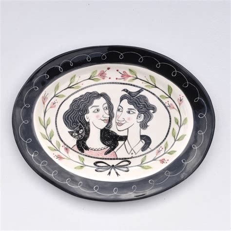 Couple And Cat Platter By Helen Kemp