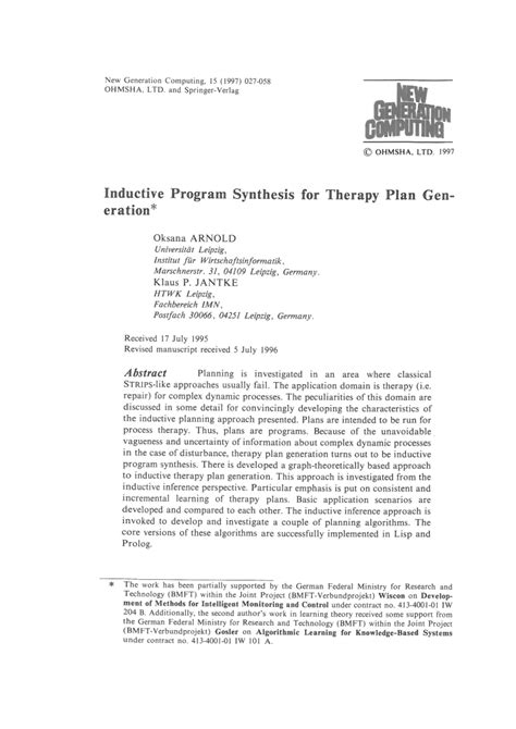 Pdf Inductive Program Synthesis For Therapy Plan Generation