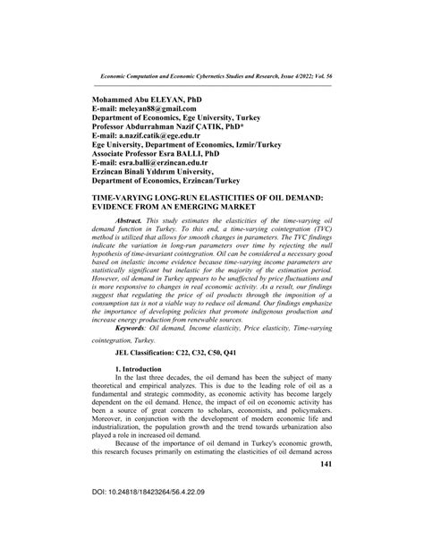 Pdf Time Varying Long Run Elasticities Of Oil Demand Evidence From