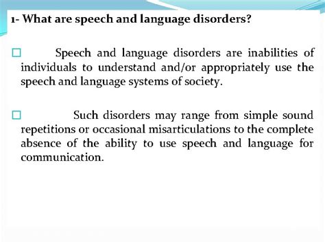 Speech And Language Disorders Speech Language Disorders 1
