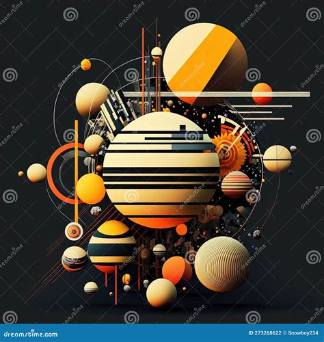 Abstract Geometric Model Of Fictional Planetary System Generative Ai