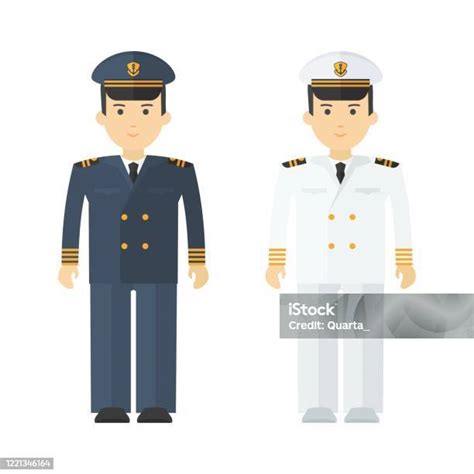 전체 드레스에 군 해군 장교 플랫 벡터 만화 일러스트레이션입니다 견장에 대한 스톡 벡터 아트 및 기타 이미지 견장 계급
