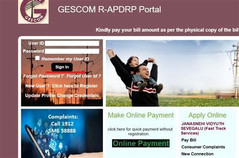 Gescom Login Online Bill Payment Bill Details Helpline Number And Apply For New Connection