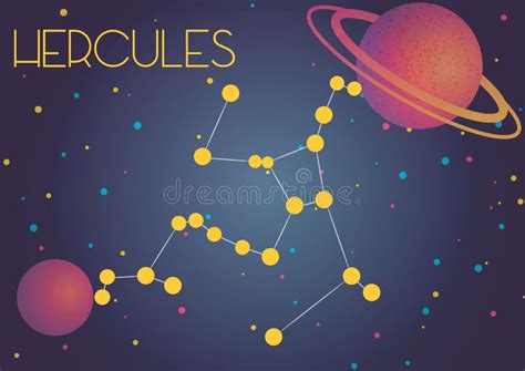 Constelación Hércules Heracles Cielo De La Estrella De La Noche Ilustración del Vector