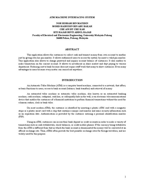 Report Atmmachine1 Pdf Automated Teller Machine C Programming