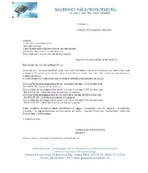 Ejemplos De Carta Comercial Con Sus Partes Imagui