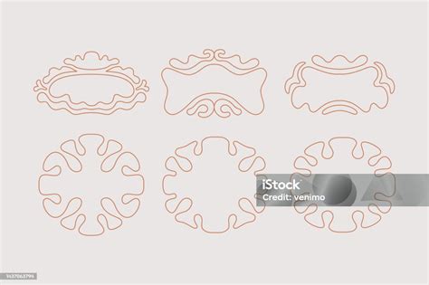 간단한 물결 모양의 선형 스타일의 벡터 로고 디자인 템플릿 및 배지 꽃 요소 및 프레임 포장 유기농 제품 수공예 제품 포스터 인쇄 1960 1969 년에 대한 스톡 벡터
