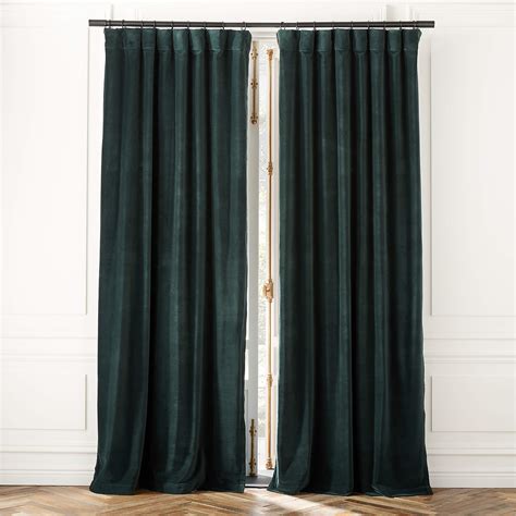 Dark Green Organic Cotton Velvet Window Curtain Panel 48x96