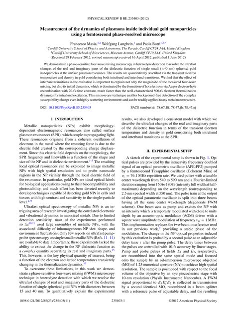 Pdf Measurement Of The Dynamics Of Plasmons Inside Individual Gold