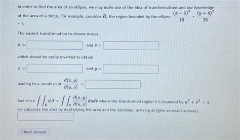 Solved In Order To Find The Area Of An Ellipse We May Make Chegg