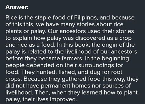 Introduction Of The The Origin Of Rice And Streams Brainly Ph