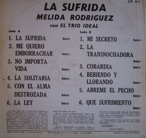 Tropicales Del Recuerdo Melida Rodriguez Con El Trío Ideal La Sufrida