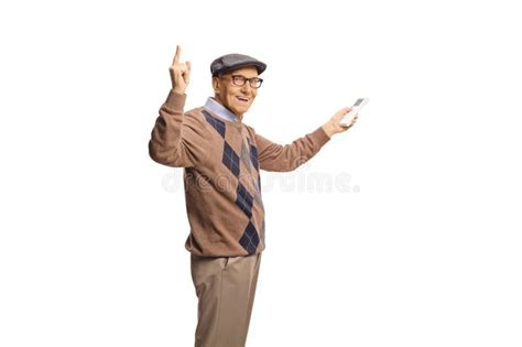 Elderly Man Holding A Remote Controller For Ac Unit And Pointing Up Stock Image Image Of Hvac