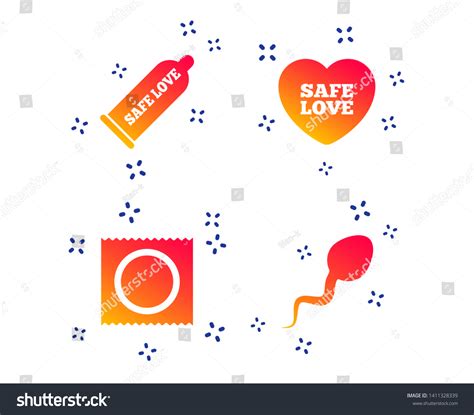 Safe Sex Love Icons Condom Package Stock Vector Royalty Free