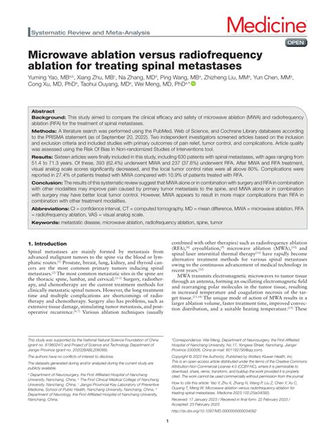 Pdf Microwave Ablation Versus Radiofrequency Ablation For Treating