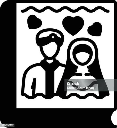 사진 앨범 선물 개념 다리 와 신랑 커버 책 벡터 아이콘 디자인 이슬람교도 결혼 상징 이슬람교 결혼식 관습 기호 인도 사람 아대륙 결혼 스톡 일러스트레이션 기념일에 대한