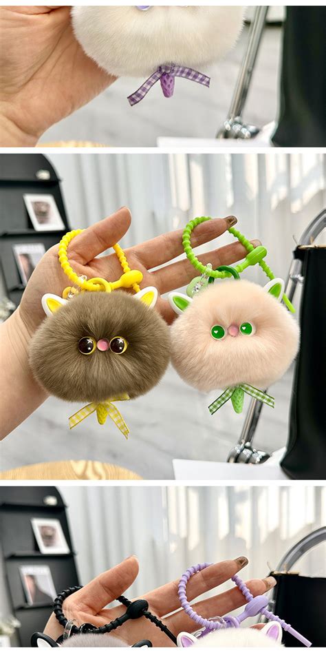 1pc Imitation Rabbit Fur Plush Cat Head Pendant Bag Pendant Pendant