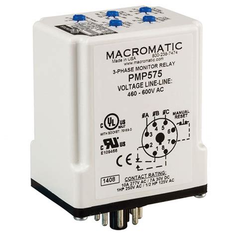 Macromatic Socket Mounted 10 A Current Rating Phase Monitor Relay
