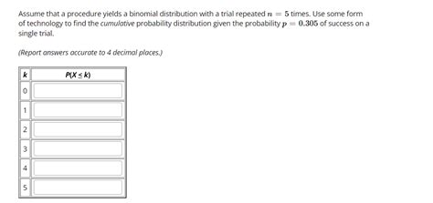 Solved Assume That A Procedure Yields A Binomial
