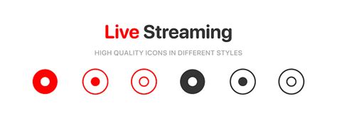 라이브 스트리밍 아이콘 세트 라이브 스트림 아이콘 집합입니다 비디오 방송 아이콘 세트 버튼 Tv 뉴스 영화 쇼의 빨간색 기호