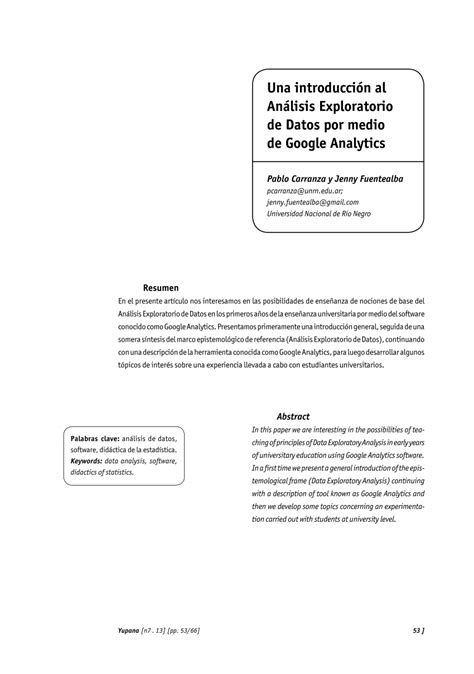 Pdf Una Introducción Al Análisis Exploratorio De Datos Por Medio De