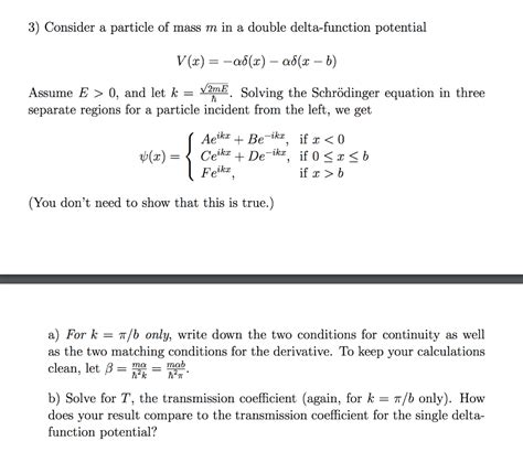 Solved Consider A Particle Of Mass M In A Double Chegg Com