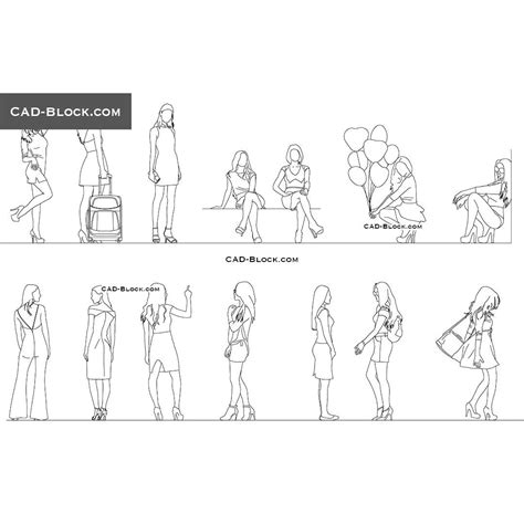 Girls Set 1 Cad Blocks Autocad Dwg