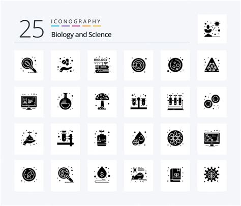 Free Vector Biology 25 Solid Glyph Icon Pack Including Science Cell