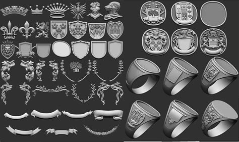 Coat Of Arms Brasao Crest Elements Set Colection D Model Collection D Printable CGTrader