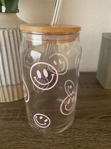 Happy Coffee Glass Smiley Face Beer Can Glass Emoji Face Drinkware