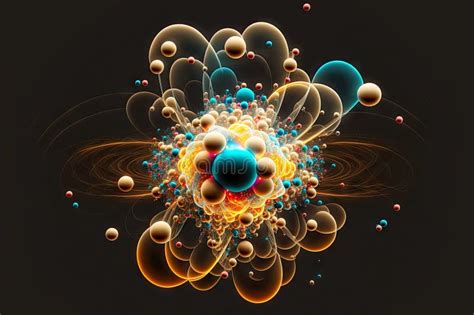 Abstrakte Darstellung Von Atomen Mit Partikeln Auf Der Atom Umlaufbahn Stock Abbildung