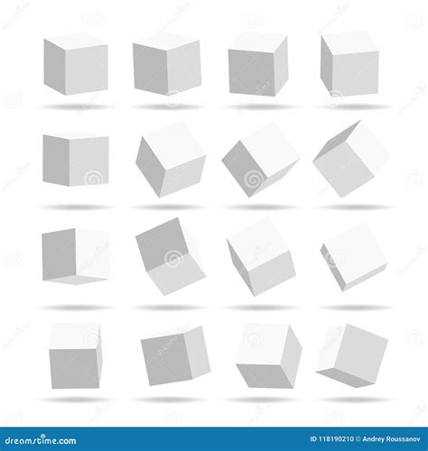 Cube Icon Set With Perspective 3d Model Of A Cube Stock Vector Illustration Of Concept Angle