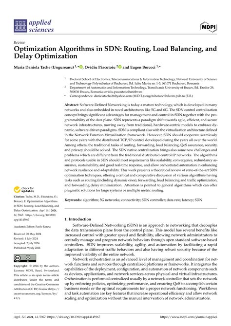 Pdf Optimization Algorithms In Sdn Routing Load Balancing And