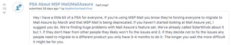 Solarwinds Msp Pushing You To Mail Assure Why Msps Should Think Twice Vircom