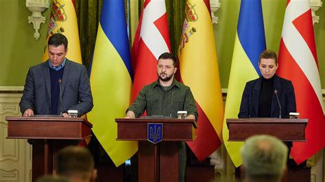 Спілкування Володимира Зеленського Педро Санчеса та Метте Фредеріксен з представниками ЗМІ