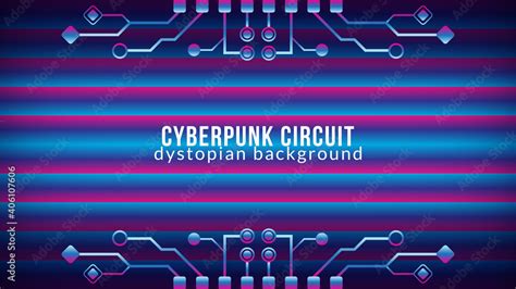 Cyberpunk Circuit With Gradient Bar Pattern Dystopian Electronic Tree