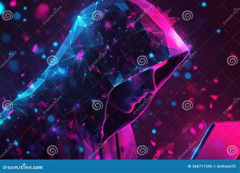 A Hacker In A Cyberpunk Suit In A Futuristic Room With Neon Lights And Holograms In A High Tech