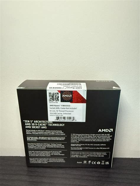 Amd Ryzen 7 9800x3d 8 Core 16 Thread Desktop Processor Ebay