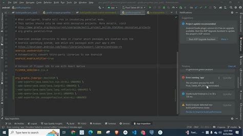 the emulator process for avd pixel tablet api 34 has terminated react