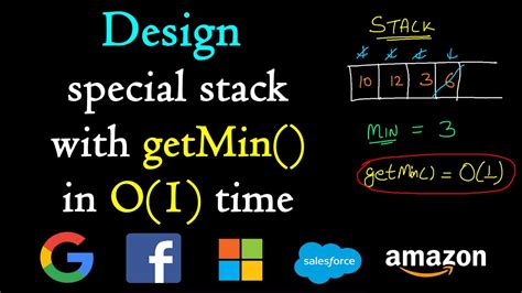 Design Special Stack With Getmin In O1 Time Youtube