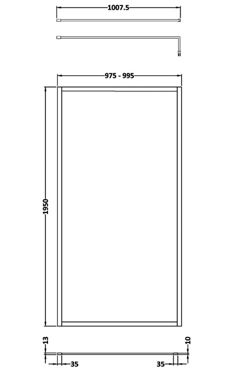 Hudson Reed Full Outer Frame Wetroom Screen And Support Bar Wrfbp1970