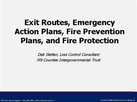 Exit Routes Emergency Action Plans Fire Prevention Plans