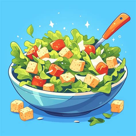 Premium Vector Zesty Caesar Salad With Croutons And Parmesan