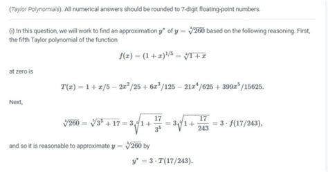 solved taylor polynomials all numerical answers should be