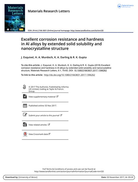 Pdf Excellent Corrosion Resistance And Hardness In Al Alloys By