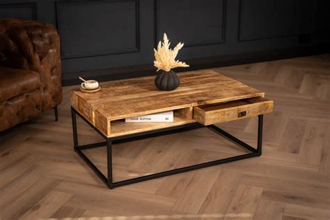 Woodland Drawer Natural Mango Wood Coffee Table 100 Cm Artico Interiors