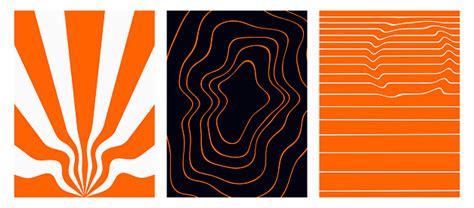 현대 복고풍 배경 세트 90 년대 스타일의 벡터 포스터 최면 왜곡 된 물결 모양 패턴 트렌디 그래픽 템플릿 포스터 초대장 표지 엽서에 대한 벡터 일러스트 레이 션 착각에